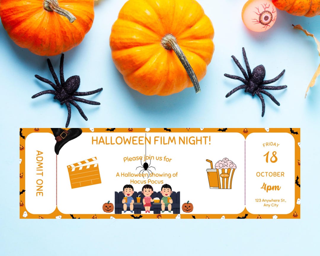 Printable Halloween Party Ticket Editable Digital Invitation Spooky ...
