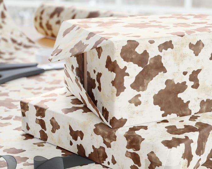 Cowhide Western Wrapping Paper Roll, Black Brown & White Cowhide ...