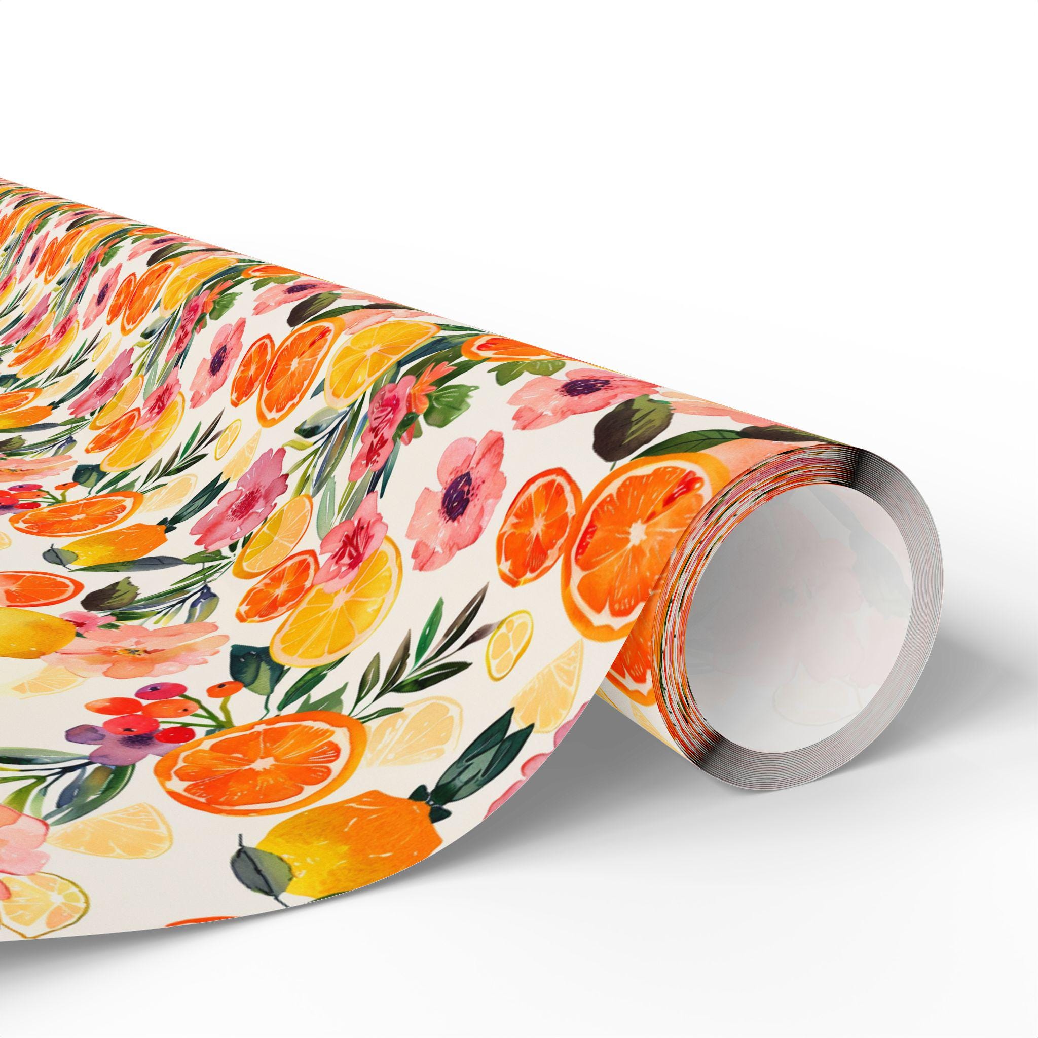Gift for Bridal Shower, Citrus Wedding Gift Wrap, Floral Fruit Wrapping ...