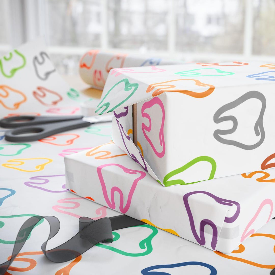 Tooth Wrapping Paper - Dentist Gift Idea | Fun Dental Themed Gift Wrap ...