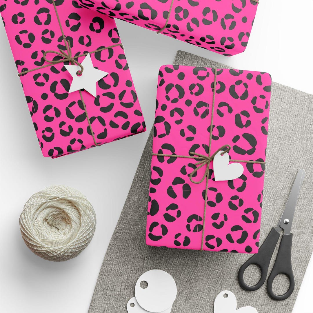 Hot Pink Leopard Print Wrapping Paper - Bold Gift Wrap - Etsy