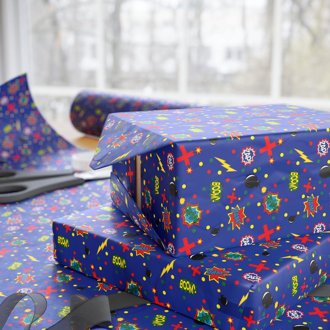 Comic Book Wrapping Paper: Superhero Birthday Gift Wrap - Etsy