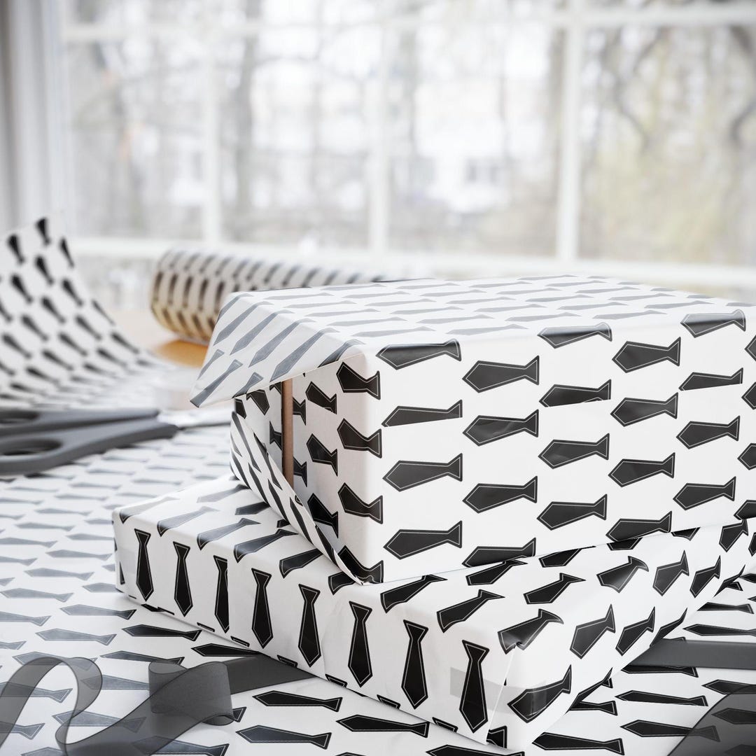 Fathers Day Wrapping Paper Black Tie Gift Wrap, Elegant Dad Wrap ...