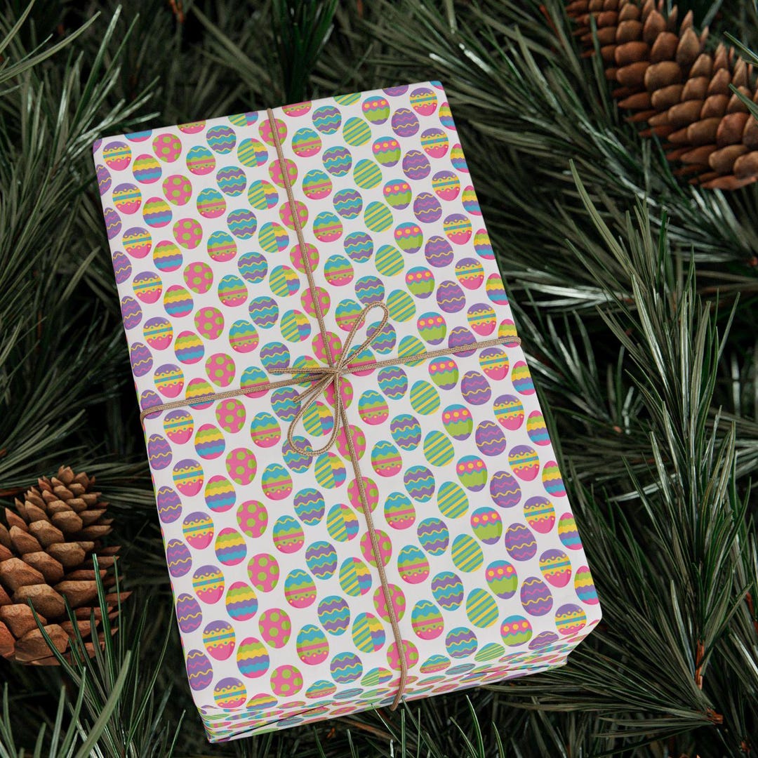 Easter Wrapping - Easter Egg Gift Wrap, White Pastel Wrapping Paper ...