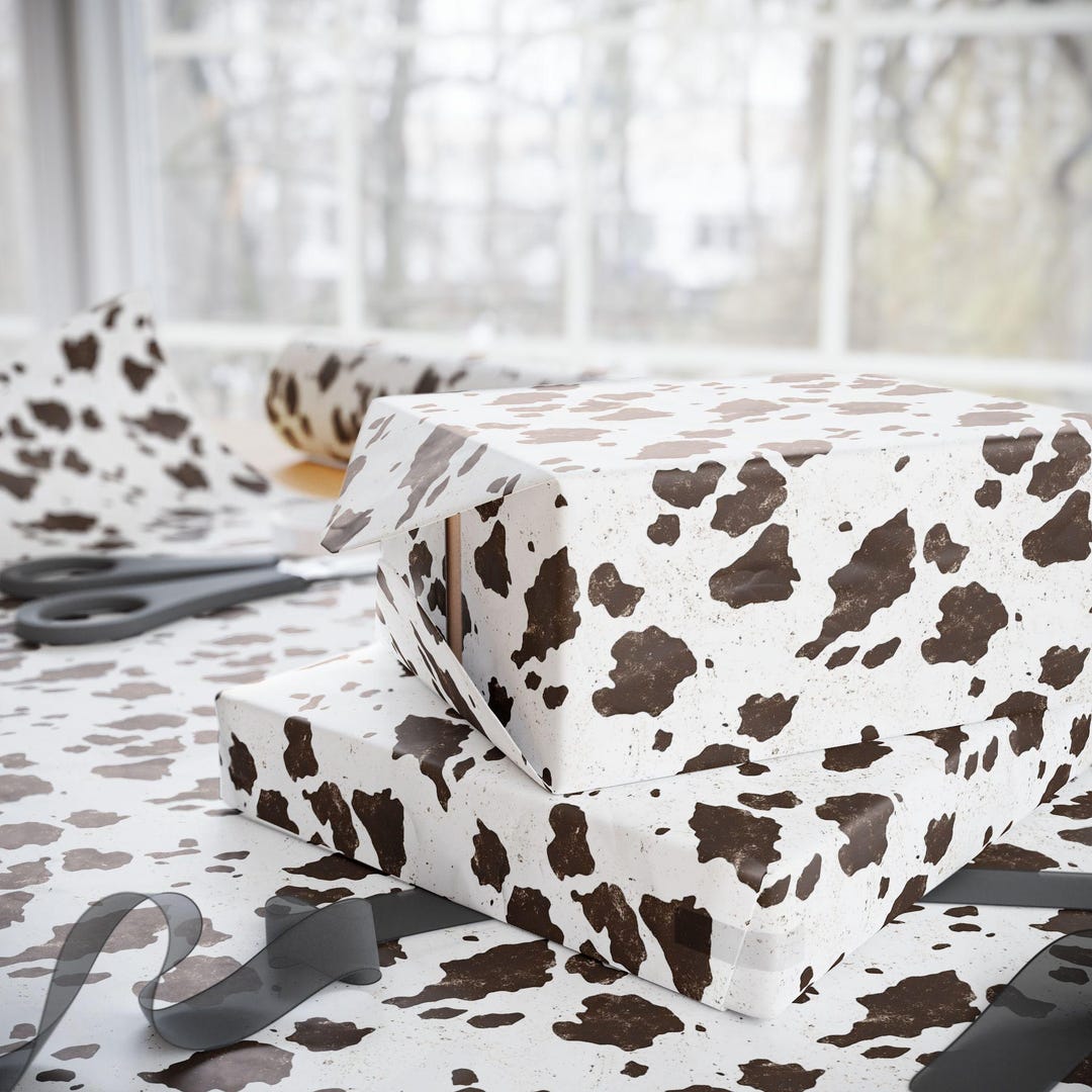 Gift for Cowboy Lovers Western Style Wrapping Paper, Cowhide Animal ...
