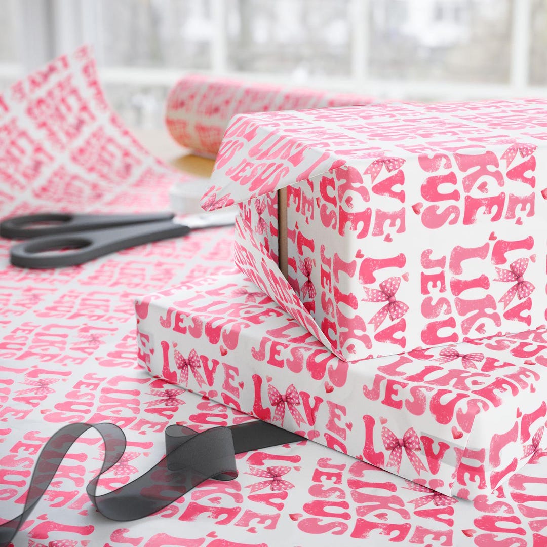 Love Like Jesus, Wrapping Paper | Pink Christian-themed Gift Wrap ...