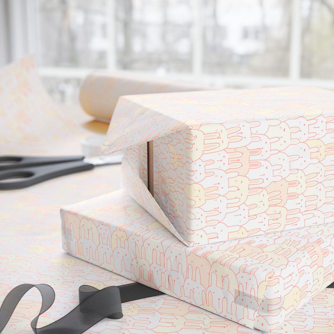 Soft Pastel Bunny Wrapping Paper - Kids Delightful Spring Gift Wrap ...