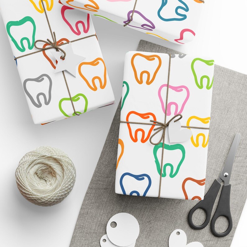 Tooth Fairy Wrapping Paper: Colorful Dental Gift Wrap - Etsy