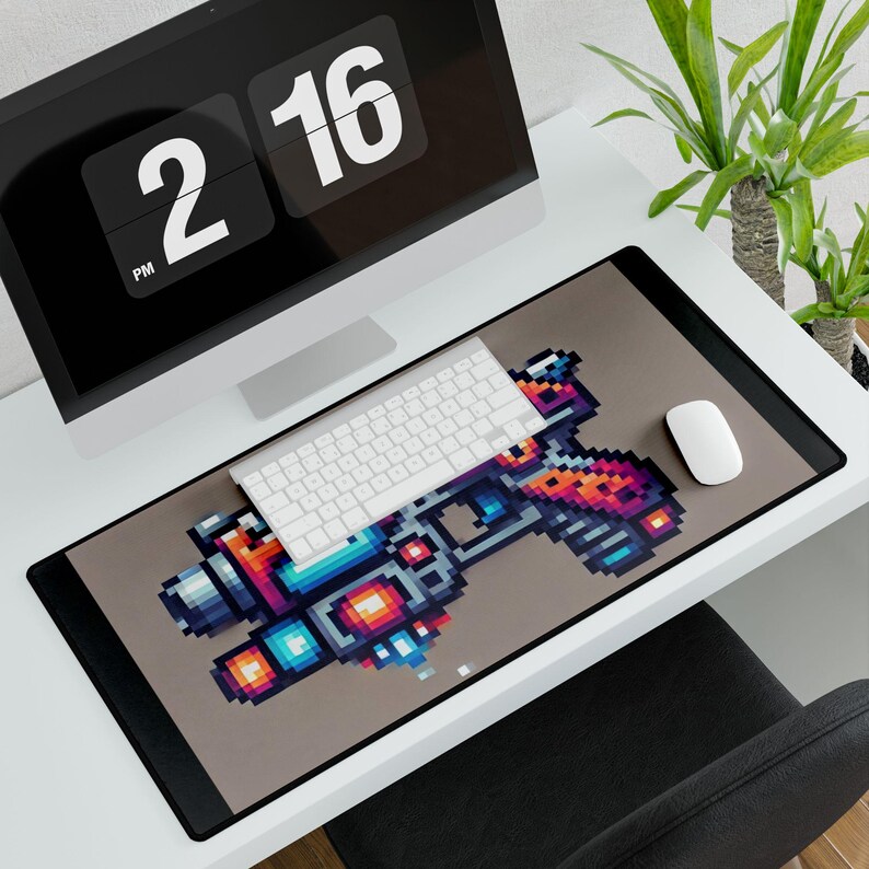 Pixel Uzi Mouse Pad Retro 8-bit Gaming Mat With Smooth Surface for ...