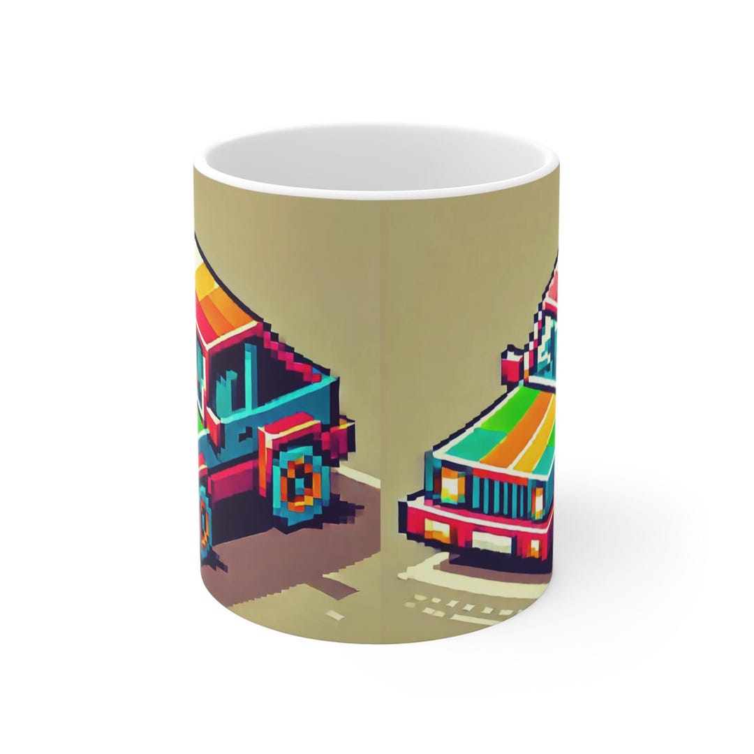 Pixel Car Mug Retro 8-bit Style Personalized Mug, Perfect for Gamers ...