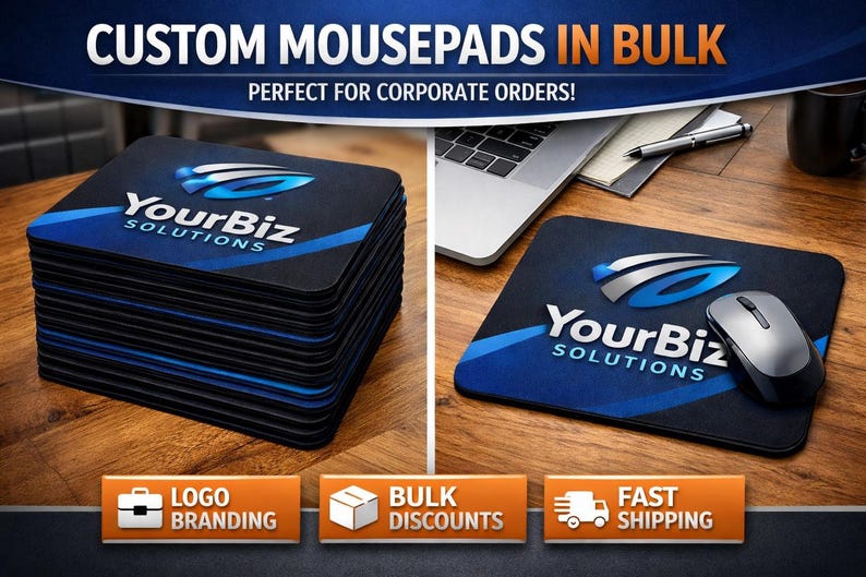 Bulk Custom Black Mouse Pads | Business Logo, Corporate Gifts - Etsy