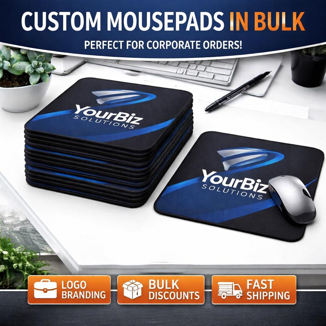Bulk Custom Black Mouse Pads | Business Logo, Corporate Gifts - Etsy