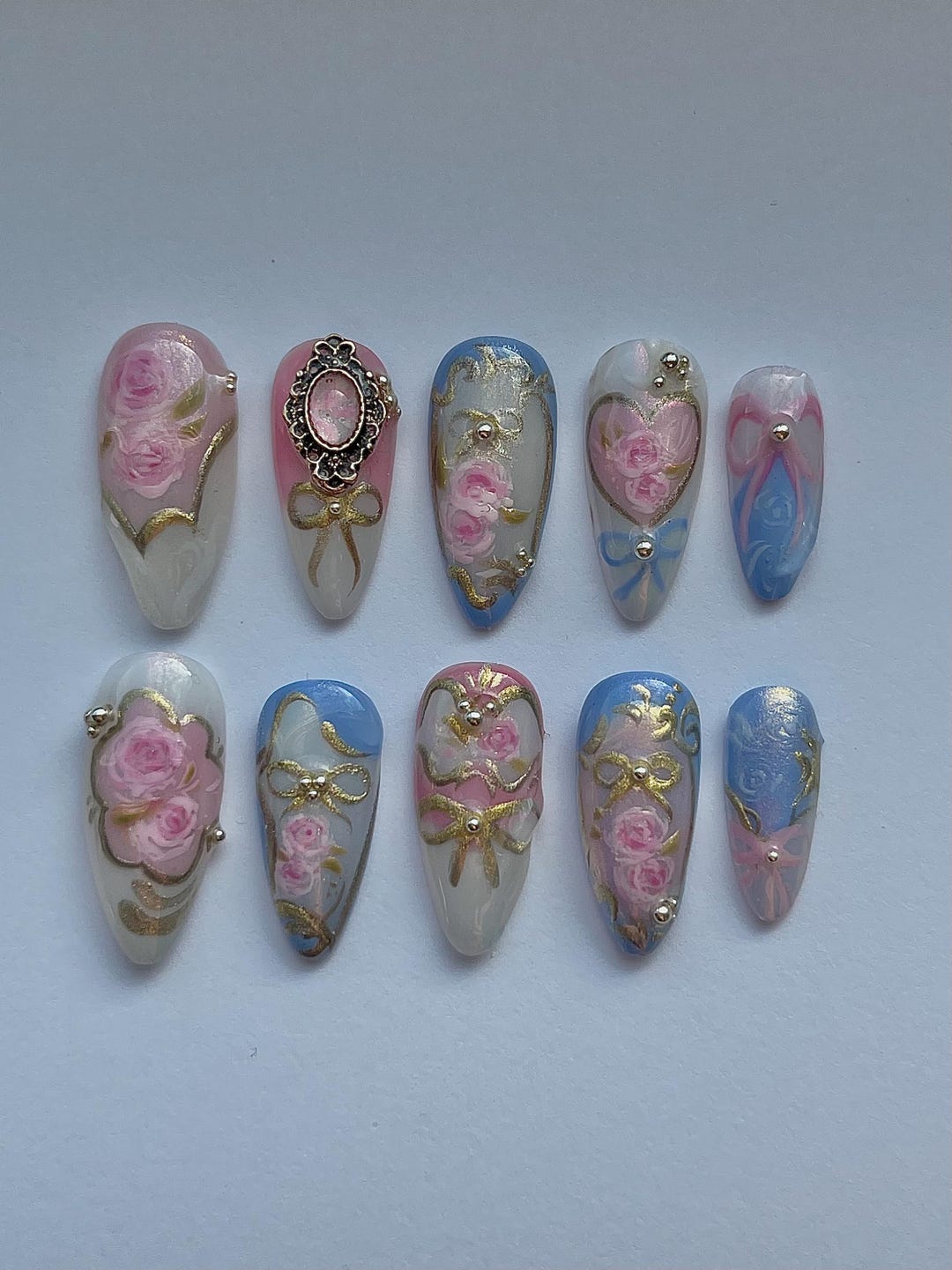 Rococo Aesthetic Press on Nails - Etsy