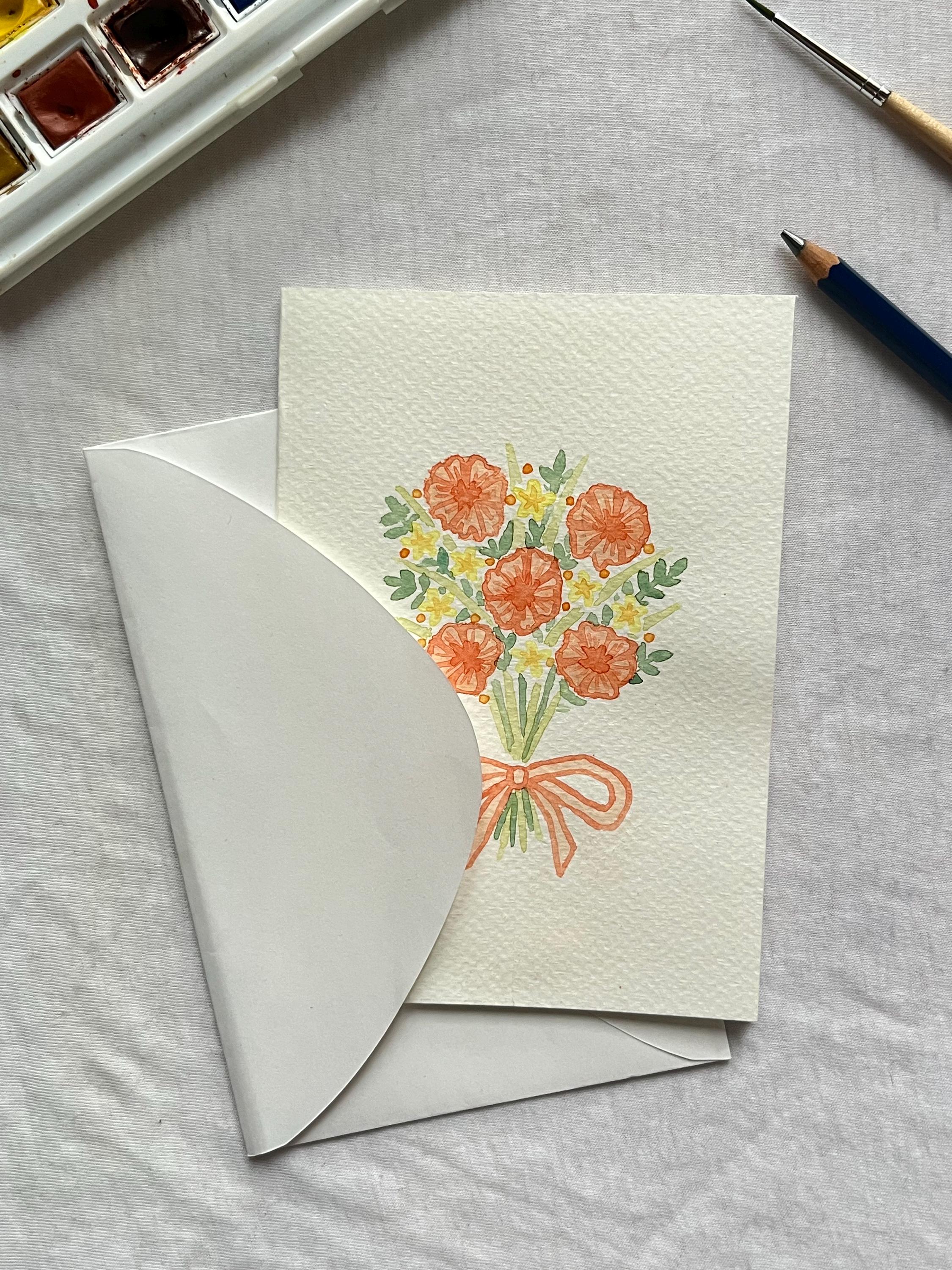 Hand Painted Watercolor Flower Cards, Greetings Cards, Greetings ...