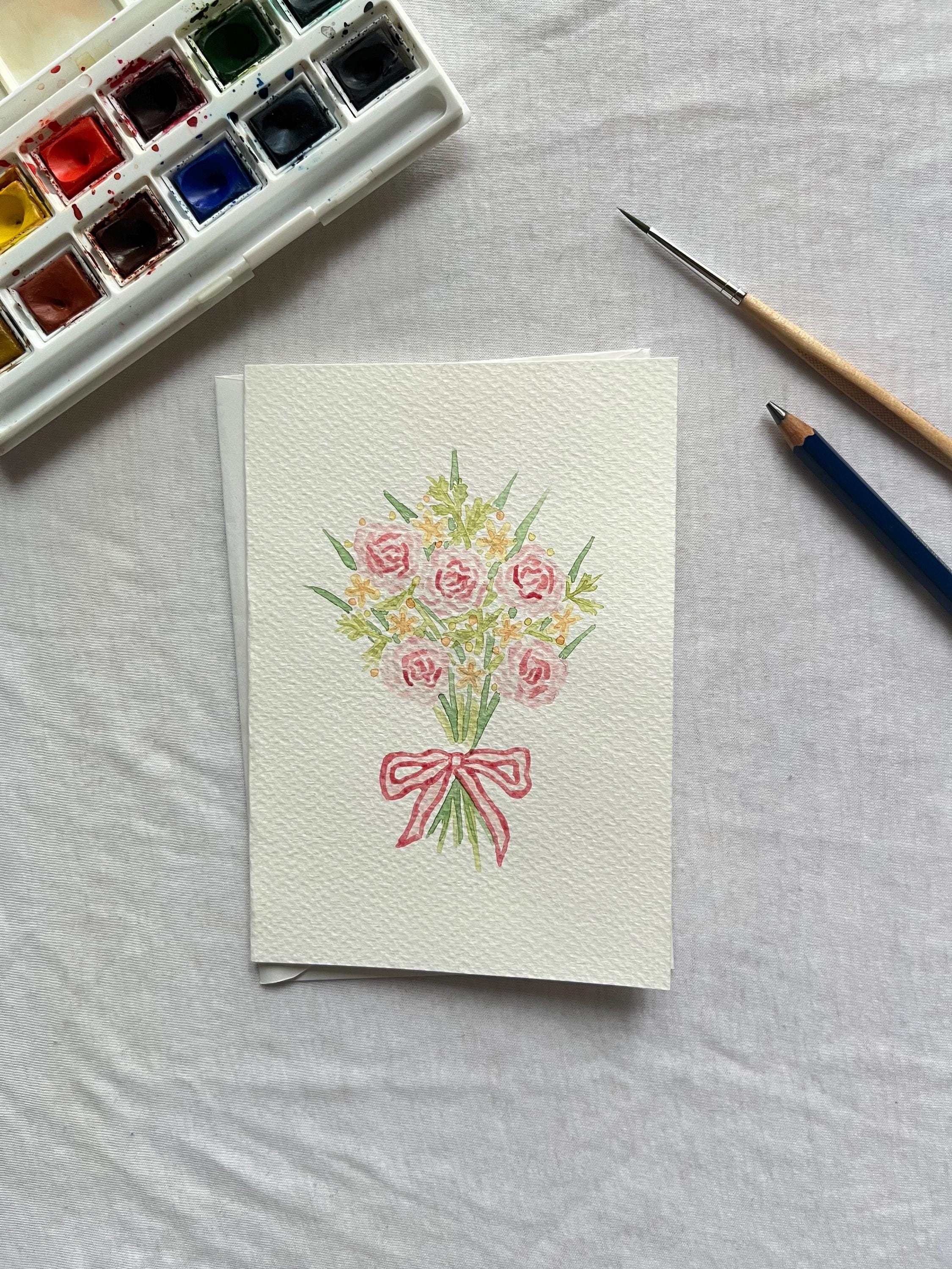 Hand Painted Watercolor Flower Cards, Greetings Cards, Greetings ...