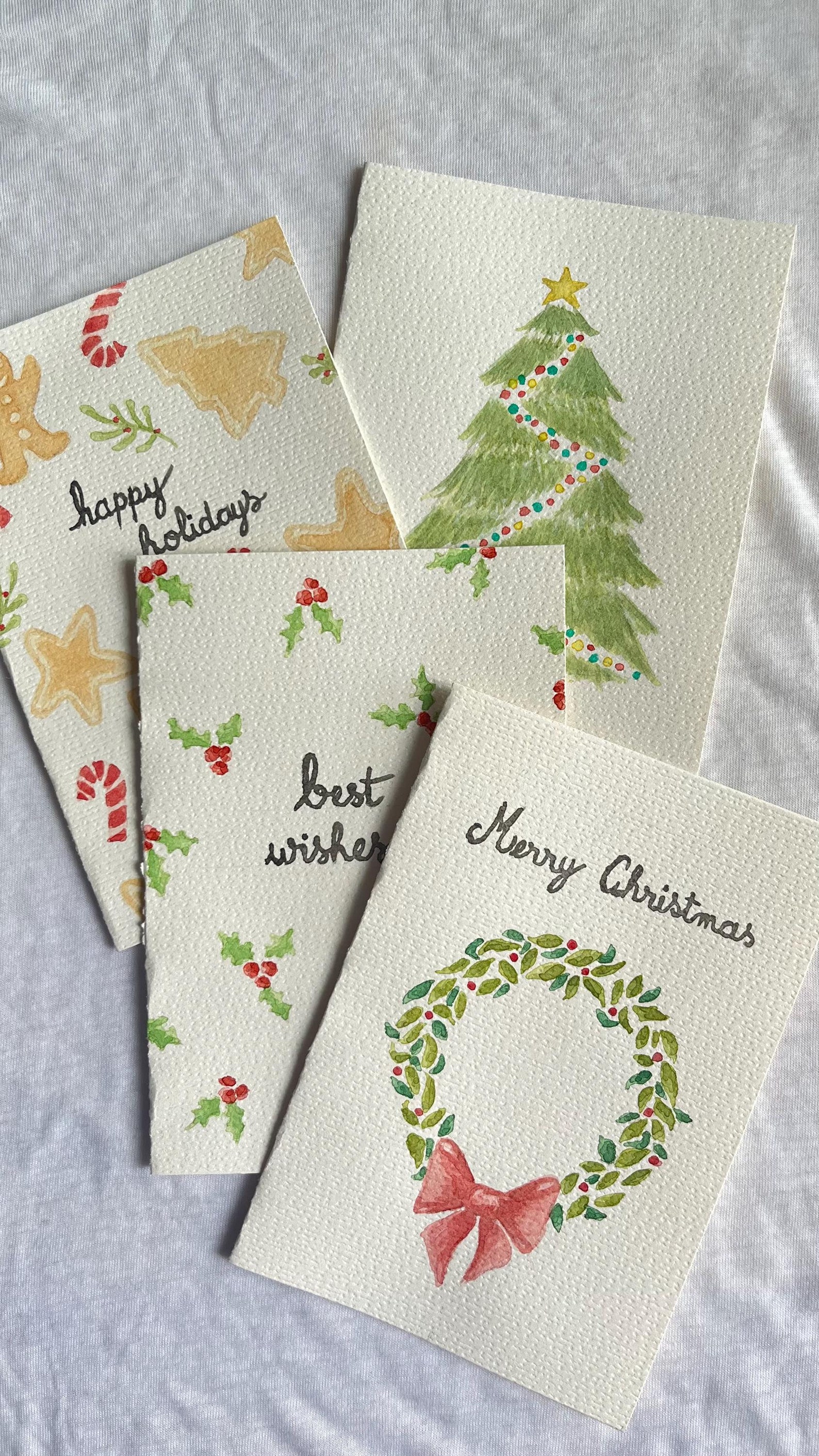 Hand Painted Watercolor Christmas Cards, Holidays Cards, Greetings ...