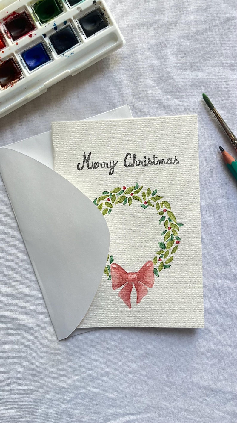 Hand Painted Watercolor Christmas Cards, Holidays Cards, Greetings ...