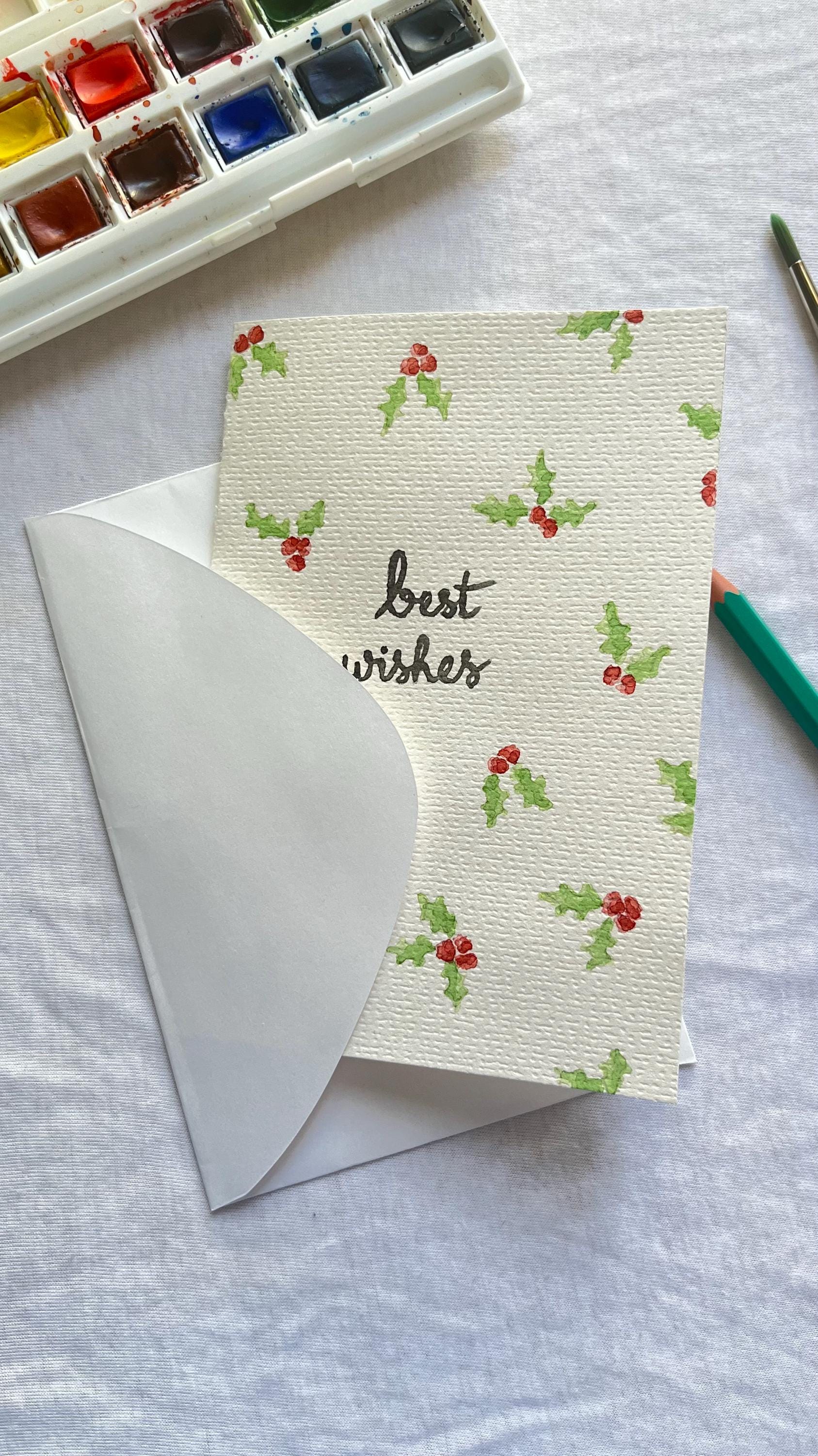 Hand Painted Watercolor Christmas Cards, Holidays Cards, Greetings ...