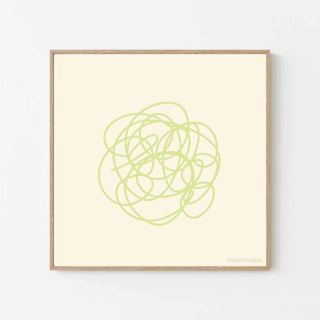 Minimal Green Line Art, Minimal Green 5x5 Inch Line Art, 8x8 Lime Green ...