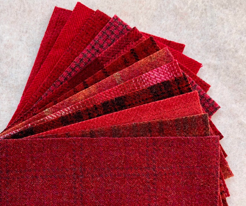 Red Applique Pack Felted Wool Fabric 12 Pieces of Wool - Etsy