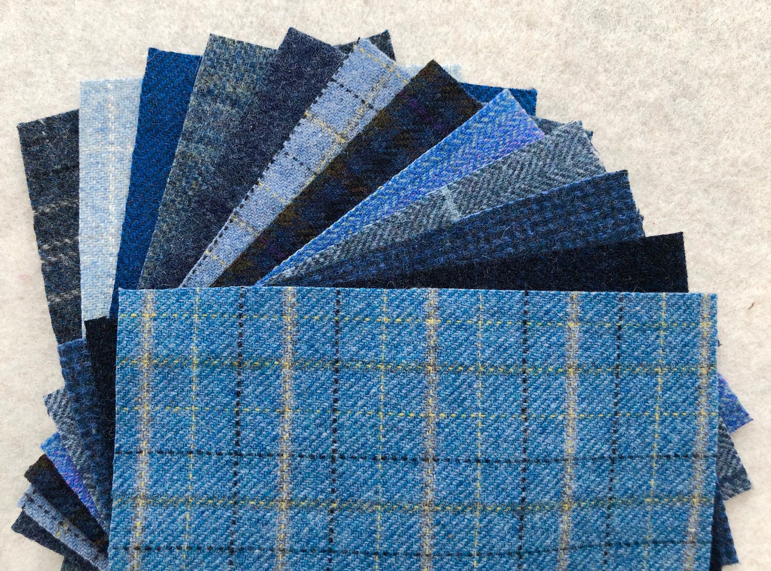 Blue Applique Pack, Felted Wool Fabric, 12 Pieces of Wool Each 5" X 7 ...