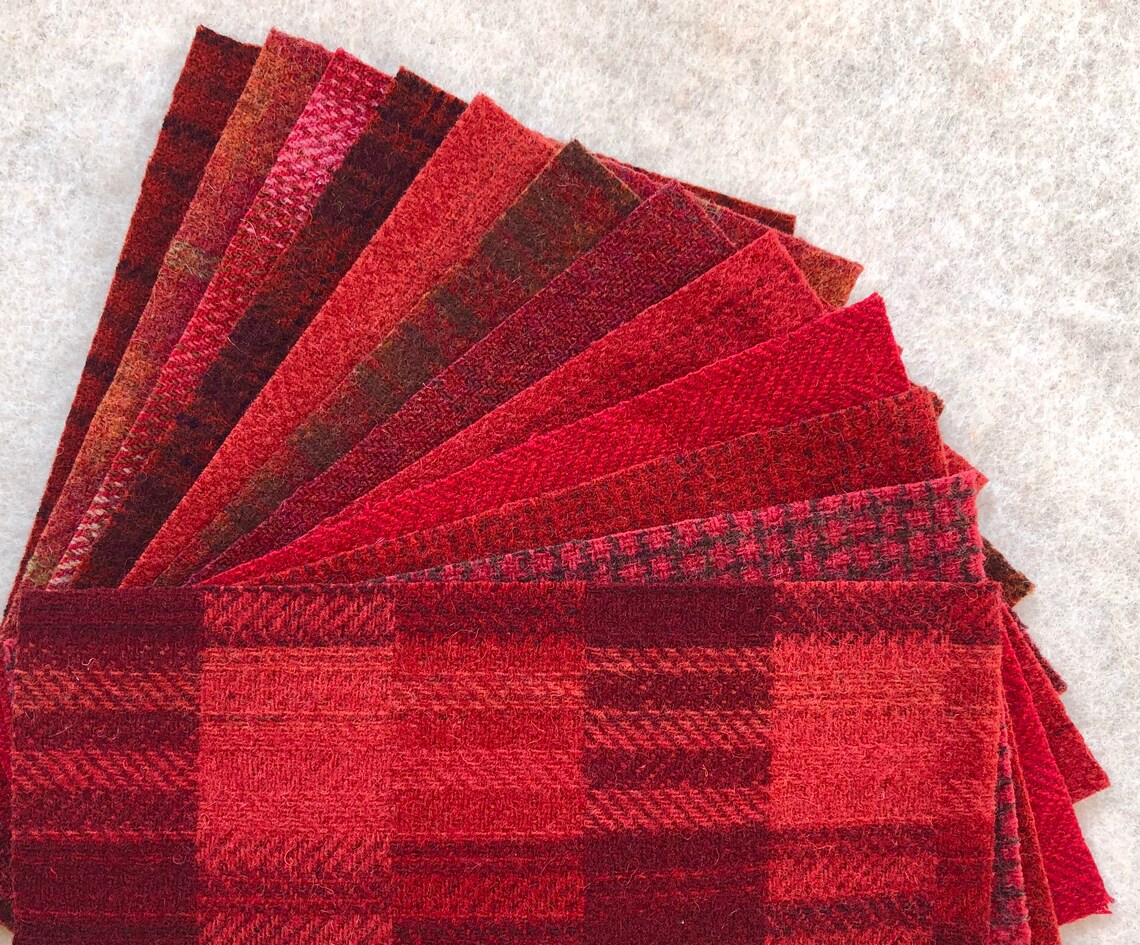 Red Applique Pack Felted Wool Fabric 12 Pieces of Wool - Etsy