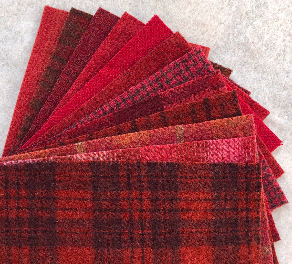 Red Applique Pack Felted Wool Fabric 12 Pieces of Wool - Etsy