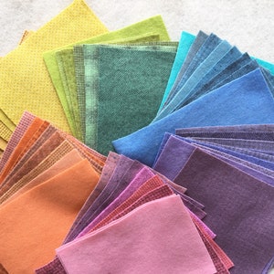 Hand Dyed Wool Felt, SPRING Applique Pack, 12 Pieces of Hand Dyed Wool ...