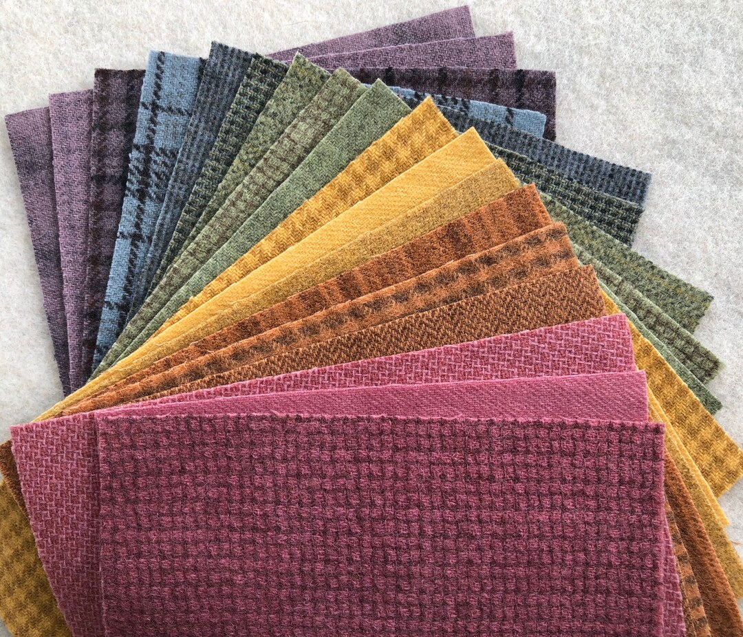 Hand Dyed Wool Felt, INDIAN SUMMER Applique Pack, 18 Pieces of Hand ...