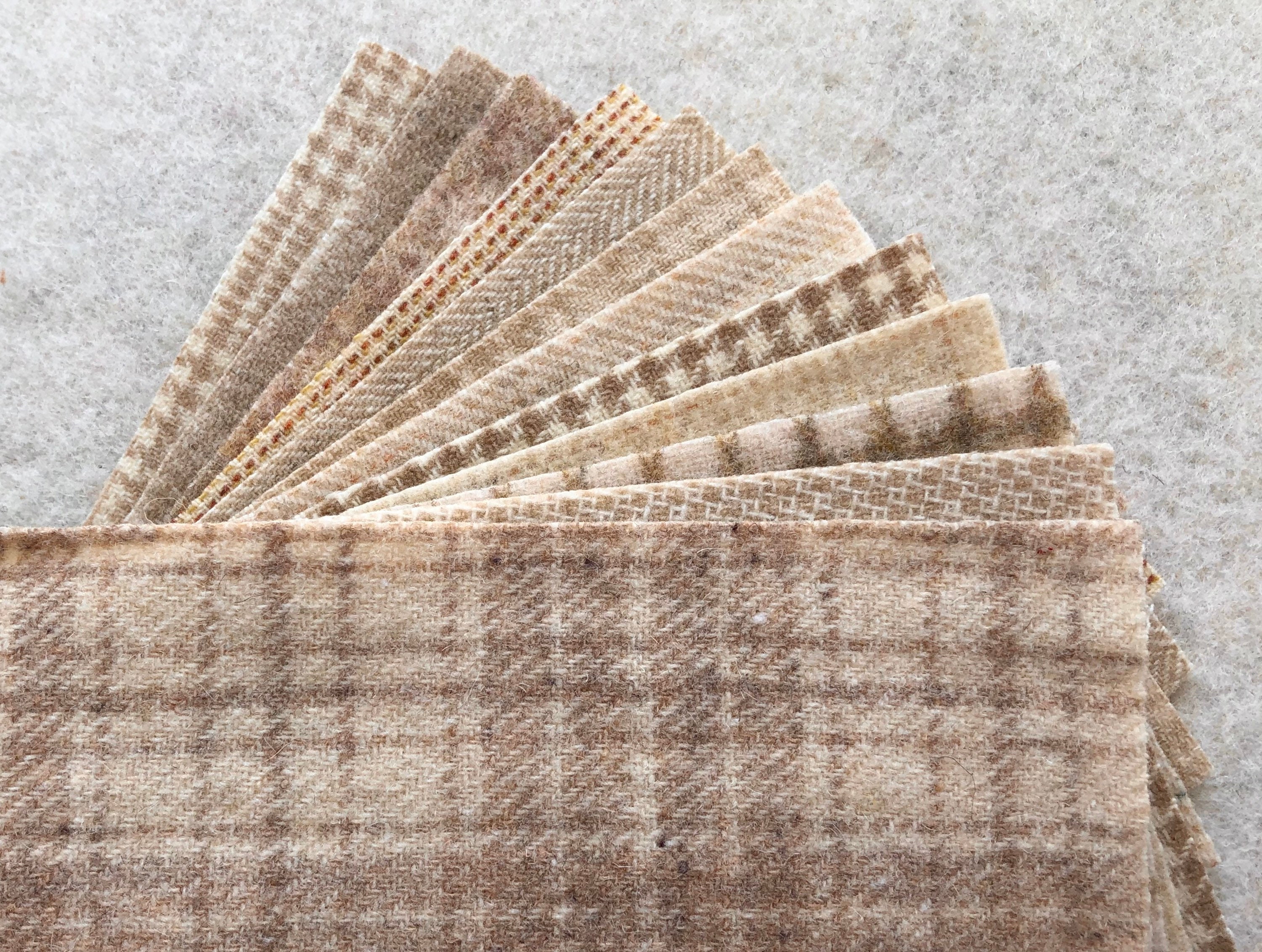 Cream Applique Pack, Felted Wool Fabric, 12 Pieces of Wool, 5
