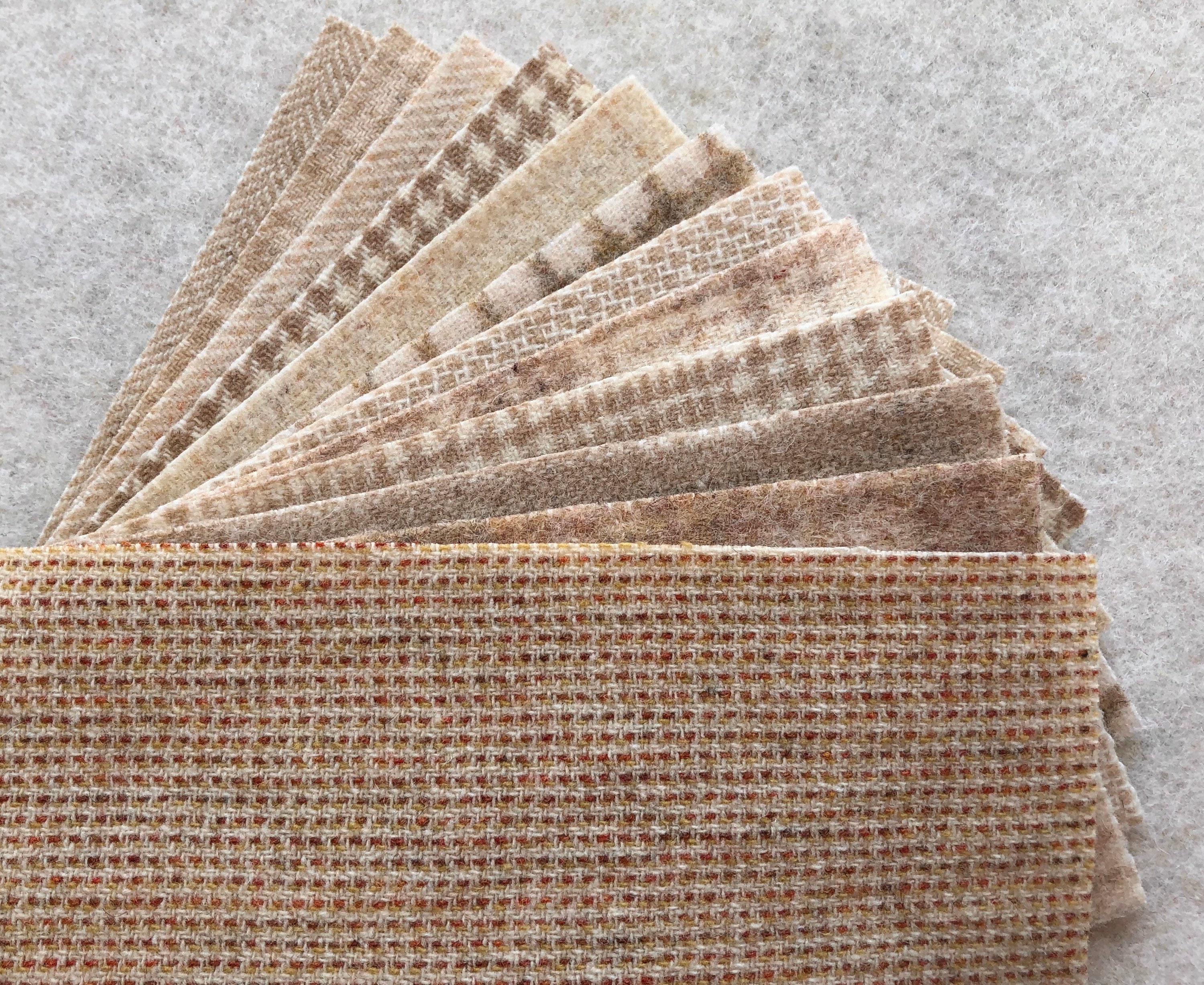 Cream Applique Pack, Felted Wool Fabric, 12 Pieces of Wool, 5