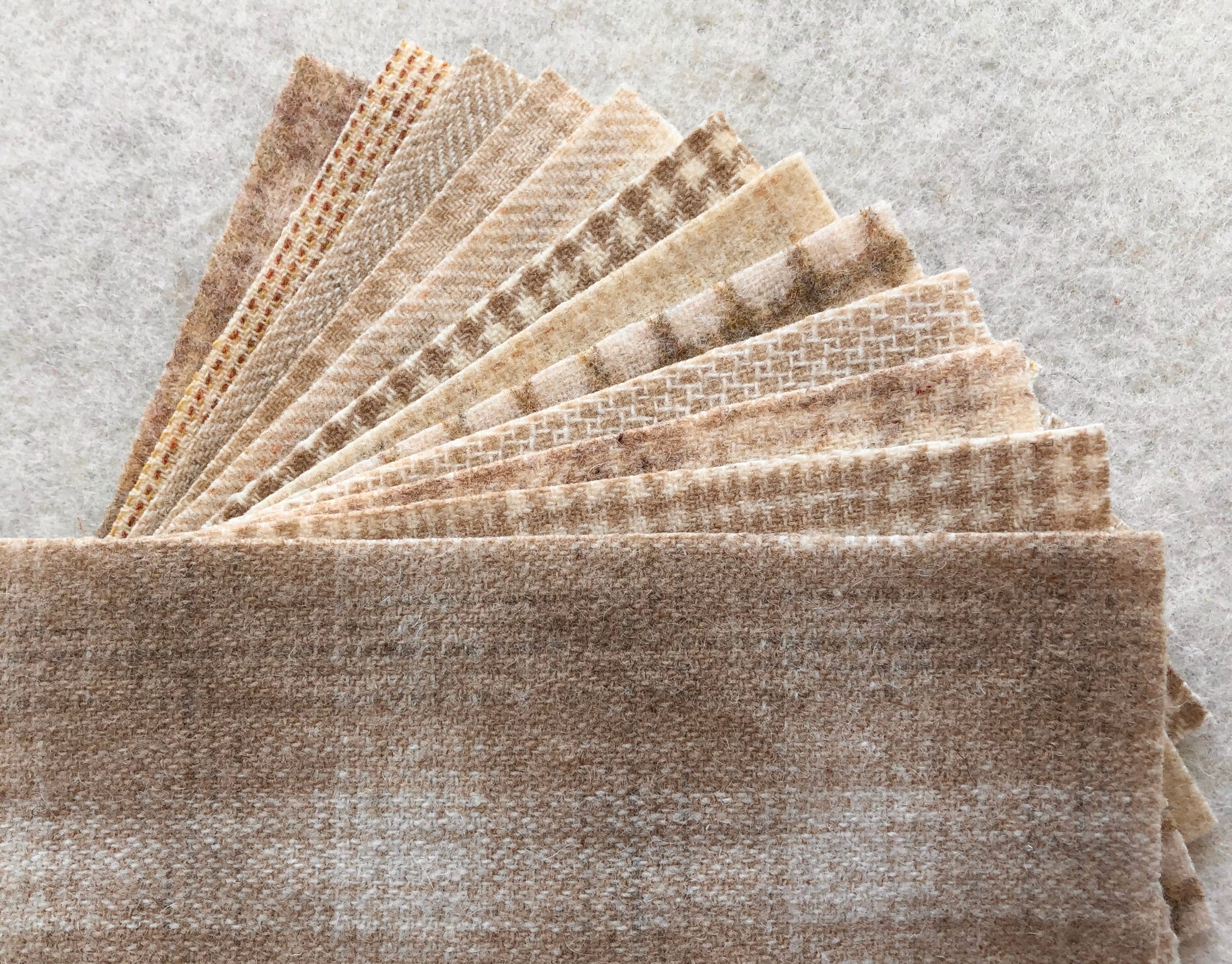 Cream Applique Pack, Felted Wool Fabric, 12 Pieces of Wool, 5