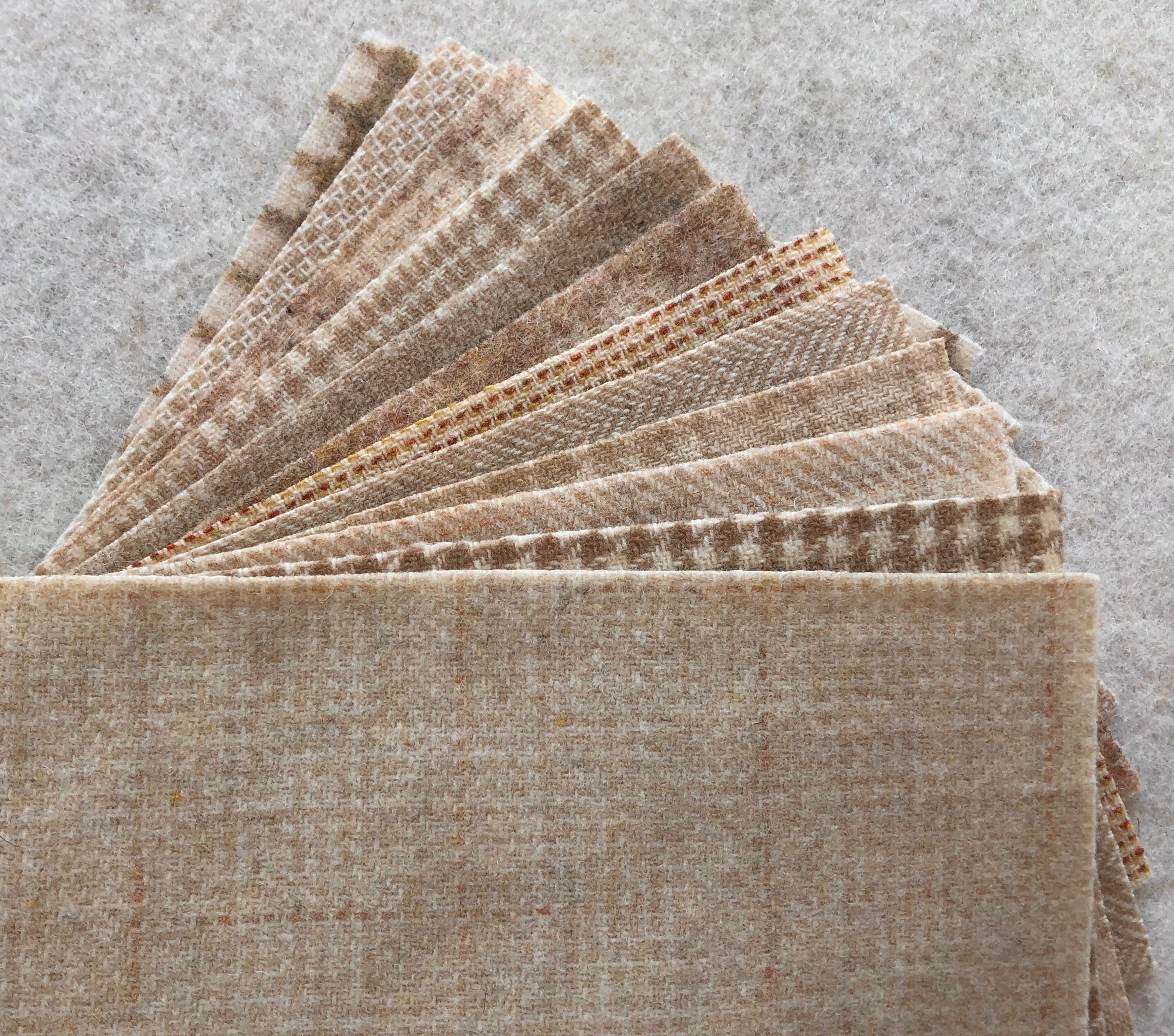 Cream Applique Pack, Felted Wool Fabric, 12 Pieces of Wool, 5