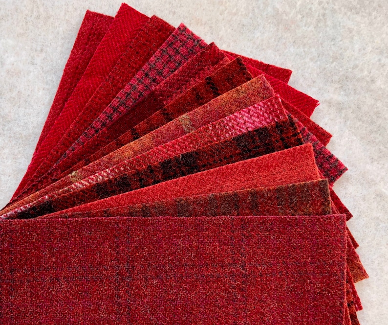 Red Applique Pack, Felted Wool Fabric, 12 Pieces of Wool, 5" X 7" - Etsy