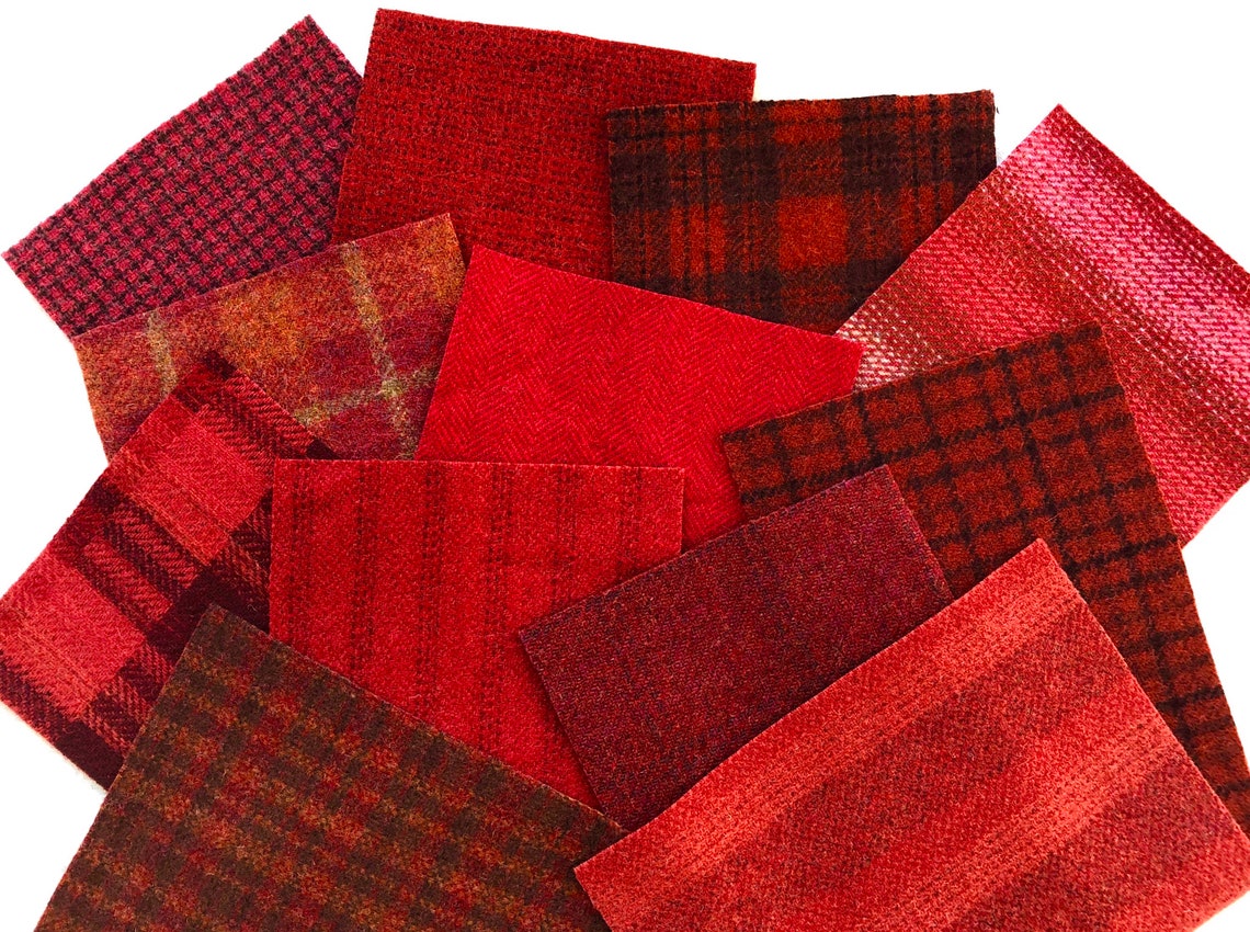 Red Applique Pack Felted Wool Fabric 12 Pieces of Wool - Etsy