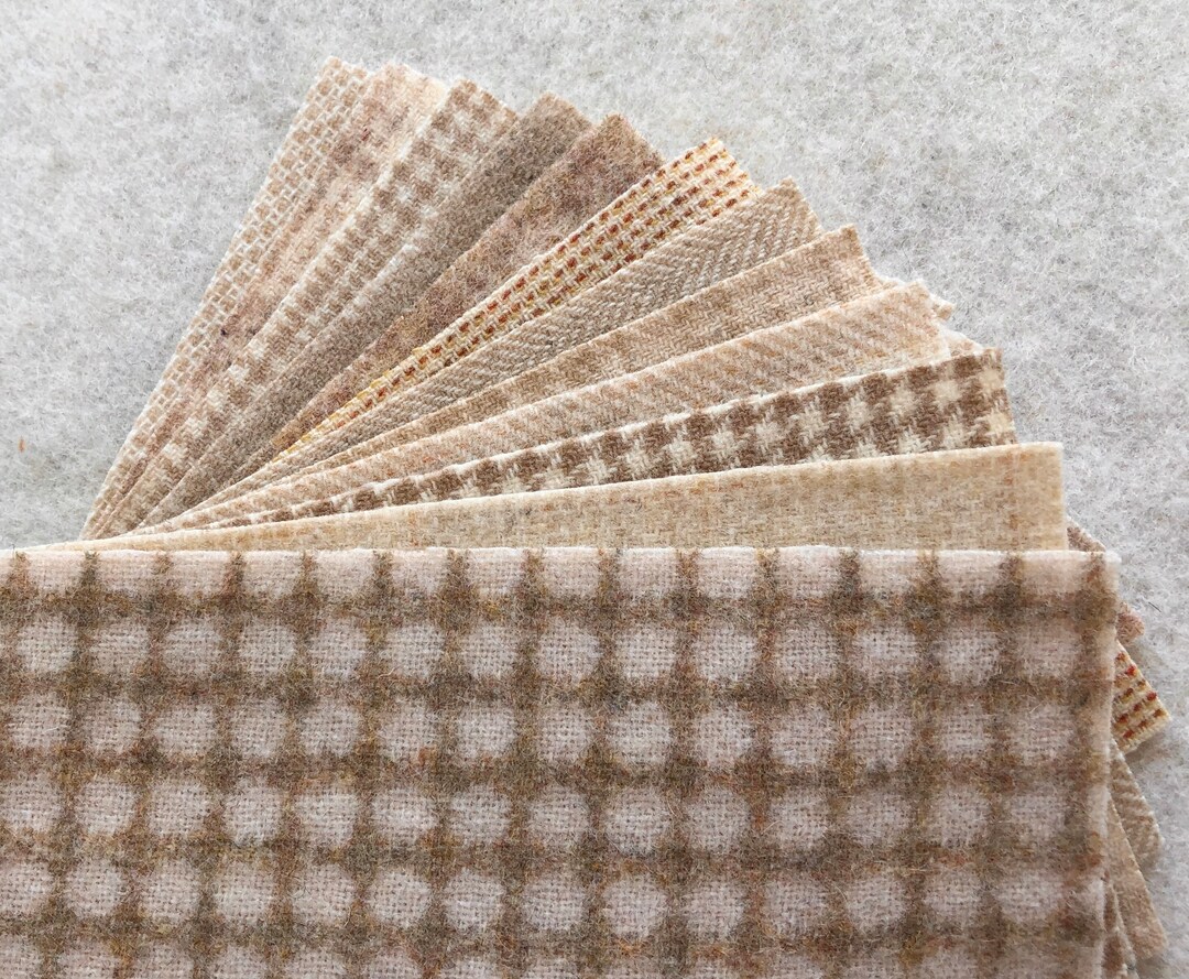 Cream Applique Pack, Felted Wool Fabric, 12 Pieces of Wool, 5
