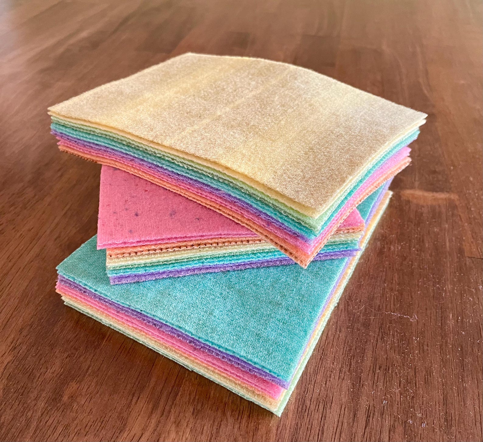 Hand Dyed Wool Felt, SPRING Applique Pack, 12 Pieces of Hand Dyed Wool ...