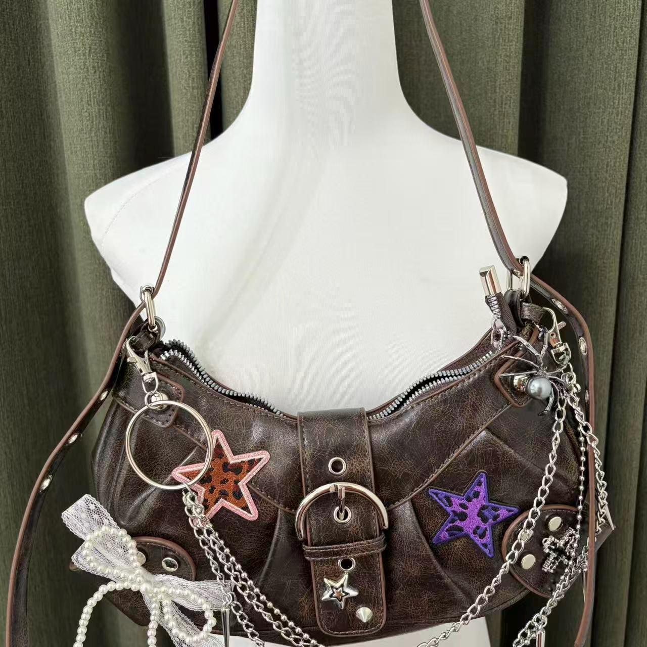 Y2K Handmade Remake Shoulder Bag Punk Style Handbag Gothic Bag Y2k Bag ...