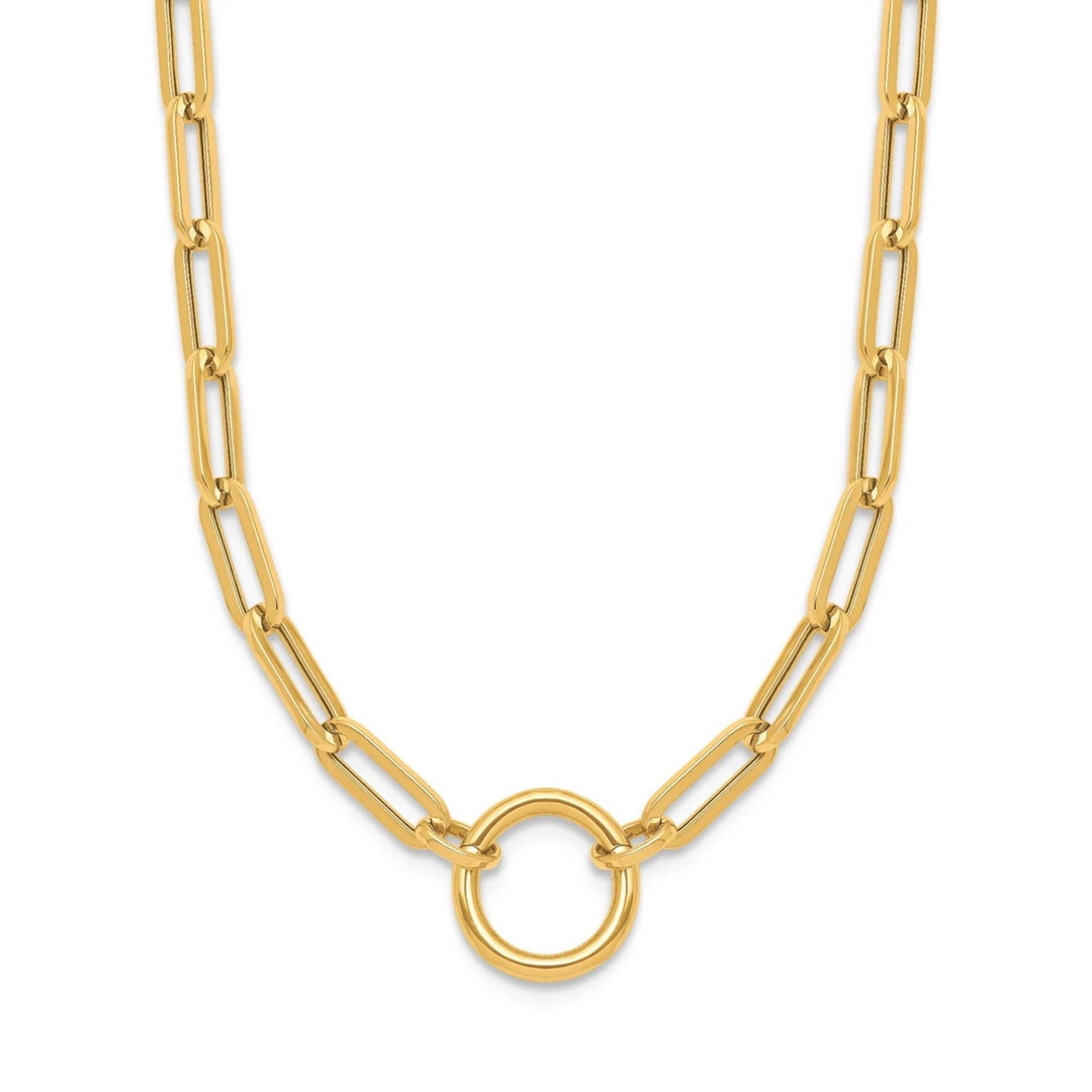 14k Paperclip Charm Holder Necklace Paperclip Enhancer Necklace ...