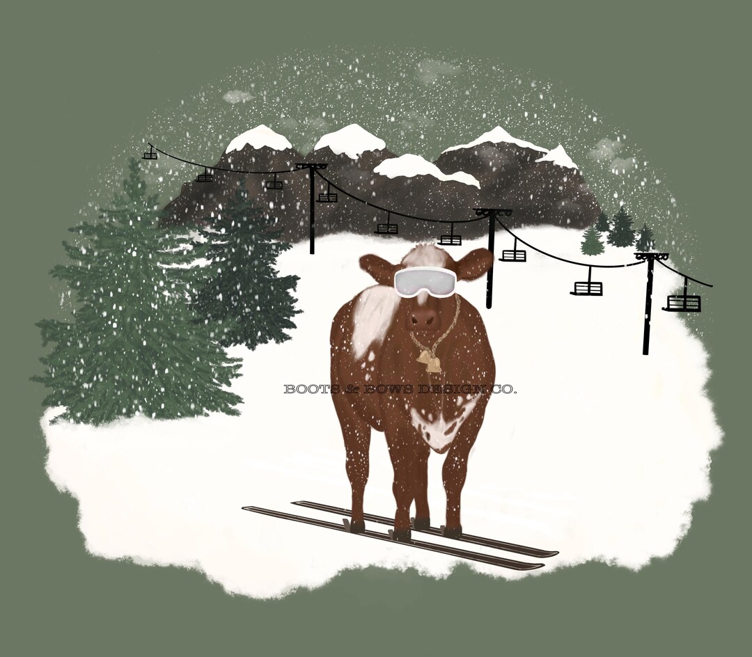 Skiing Mountain Cow | Digital Download Graphic | Meet You at the ...
