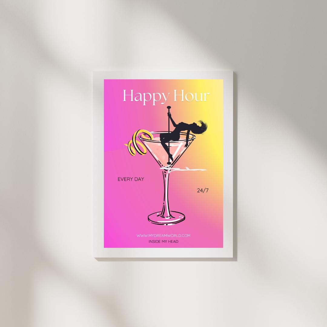 Bar Decor Poster, Fun Drink Poster, Minimalist Bar Decor, Beverage ...