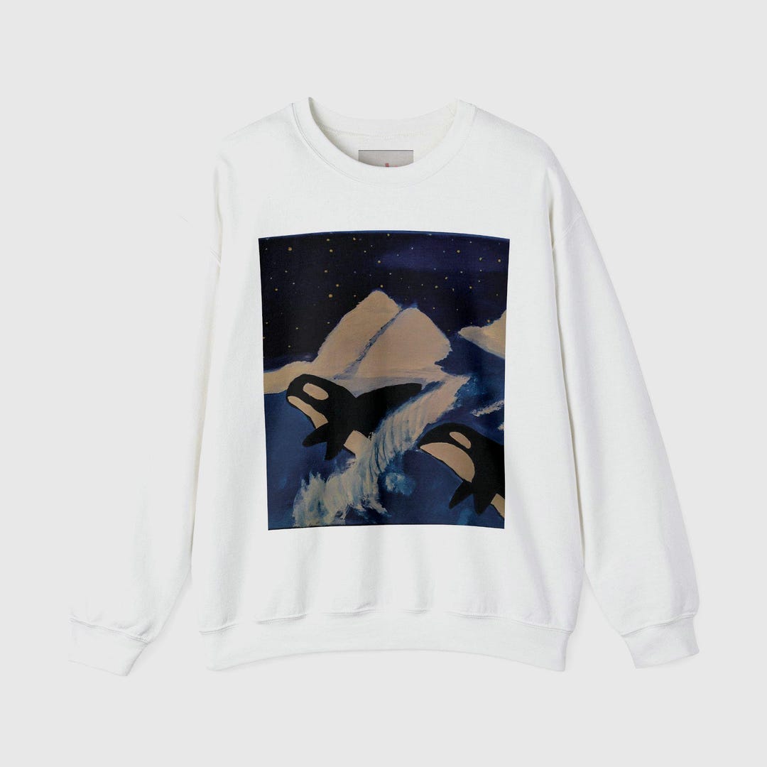 Orca Splash Sweatshirt, Killer Whale Lover Gift, Ocean Animal Painting ...