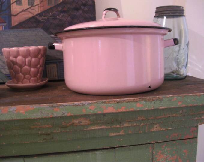 Vintage PINK Enamel Ware Covered Cooking Pot - Etsy