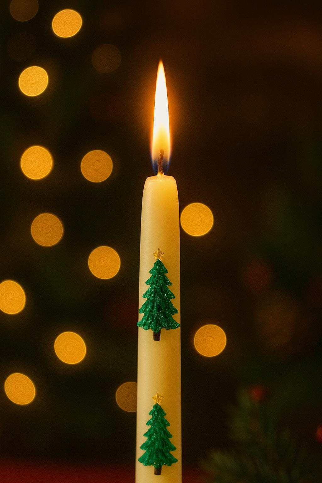 Hand-painted Christmas Tree Candles: Soy Beeswax Taper Candles - Etsy