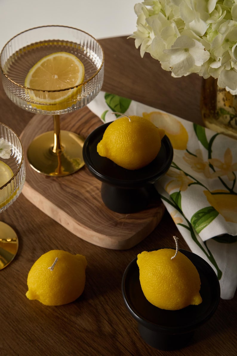 Lemon Pillar Candle: Citrus Scented Soy Wax Candle - Etsy