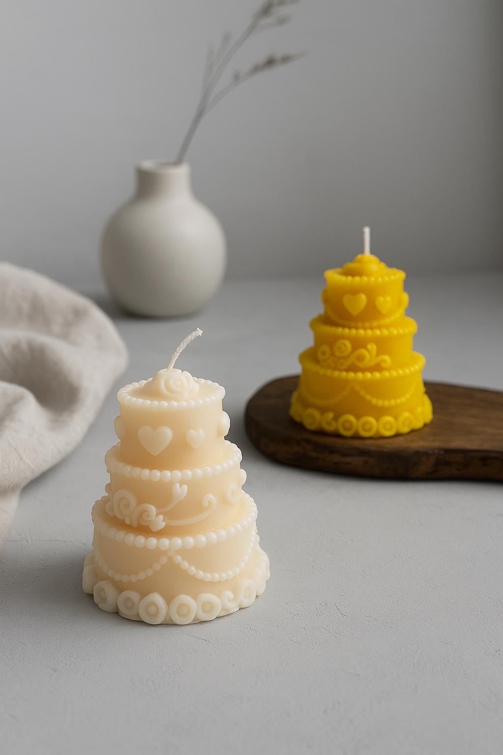 Handmade Tiered Cake Candle • Wedding Favor Soy Candle - Etsy