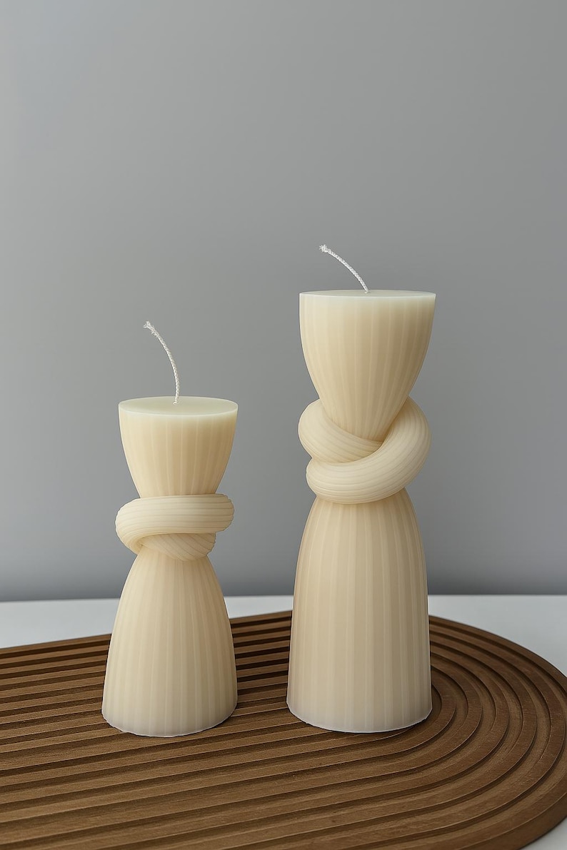 Cylindrical Knot Soy Wax Candle: Minimalist Home Decor - Etsy