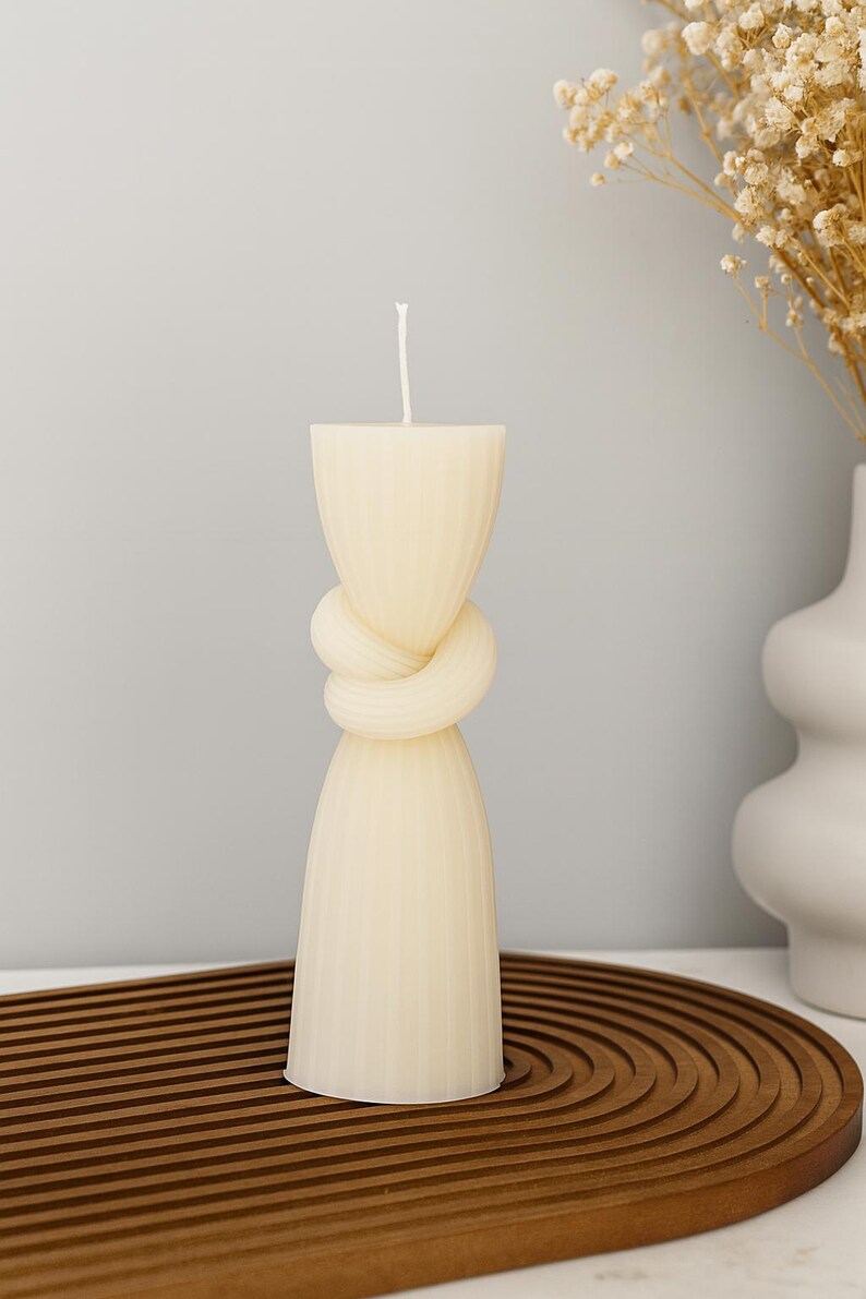 Cylindrical Knot Soy Wax Candle: Minimalist Home Decor - Etsy