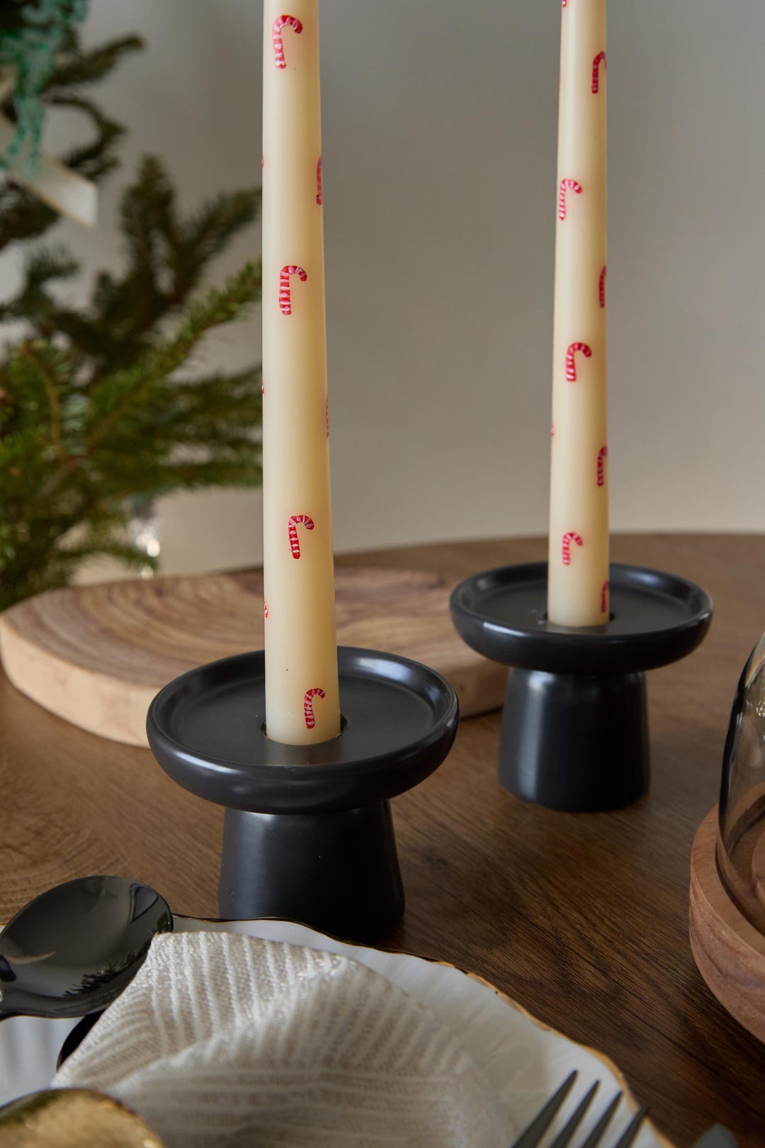 Christmas Candy Taper Candles Set of 2,hand Painted Taper Candles ...