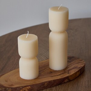 Handmade Ribbed Pillar Candle: Natural Soy Wax, Miami Made - Etsy
